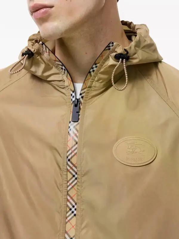 Burberry Hooded Jacket With Check Taping