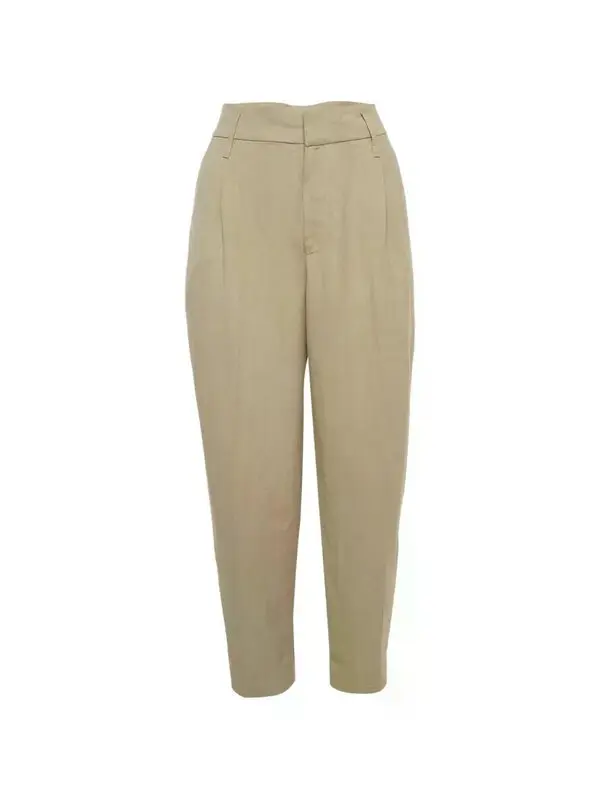 Brunello Cucinelli Beige Twill Pleated Straight-fit Trousers