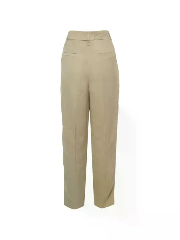 Brunello Cucinelli Beige Twill Pleated Straight-fit Trousers