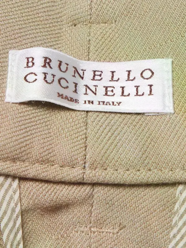 Brunello Cucinelli Beige Twill Pleated Straight-fit Trousers