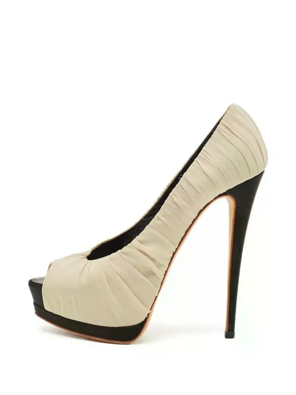 GIANVITO ROSSI Ruched Peep-toe Pumps