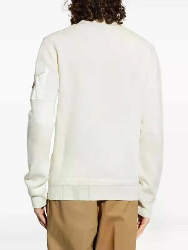 Moncler Sleeve-pocket Logo-patch Sweater - Neutrals