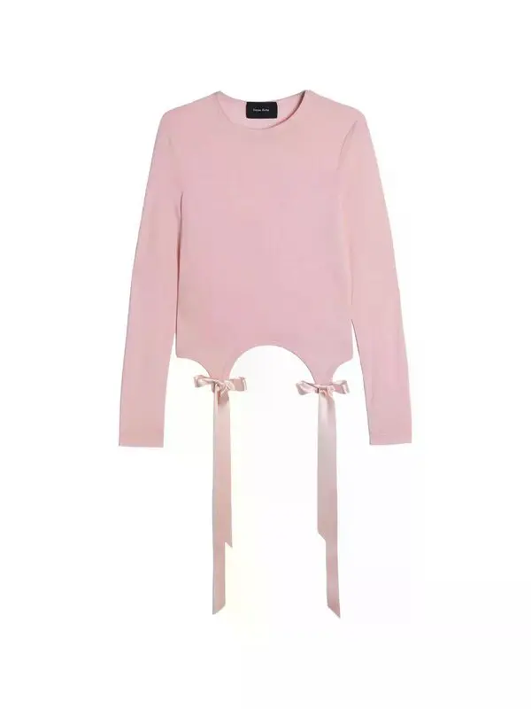 Simone Rocha Bow Detail Long Sleeve T-shirt - Pink