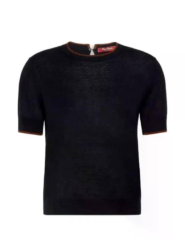 Max Mara Fine Knit Contrast Trim T-shirt - Blue