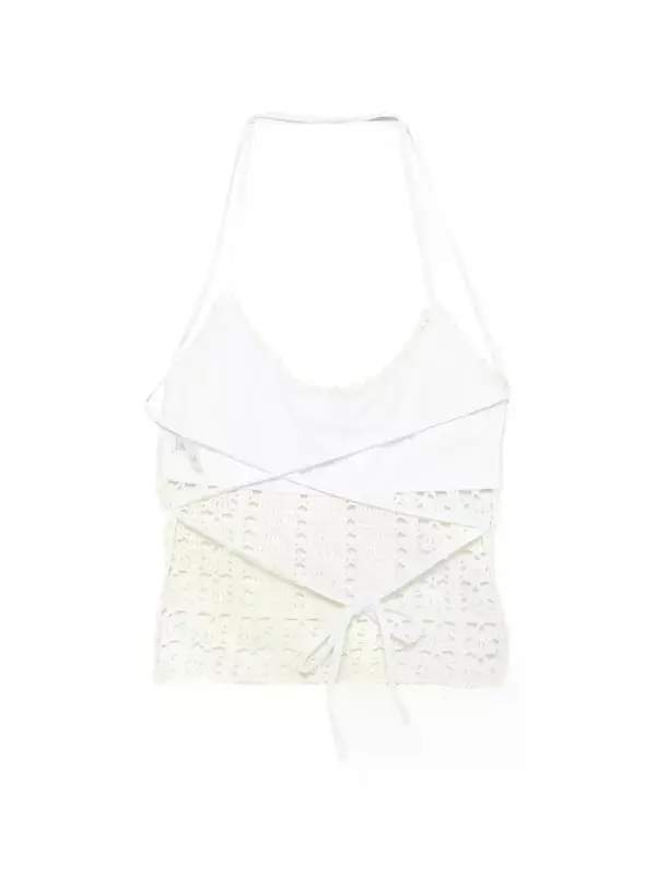 Frankies Bikinis Nari Crochet Halterneck Tankini - Neutrals