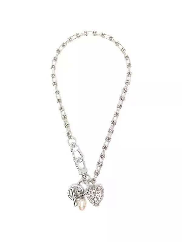 N°21 Crystal-embellished Heart Pendant Necklace - Silver