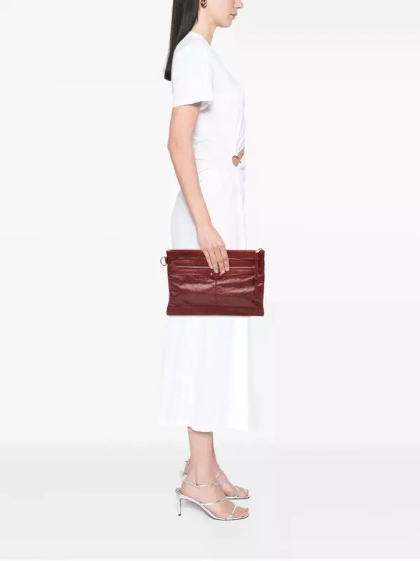 Balenciaga 2014 Lambskin Leather Motocross Classic Clip M Clutch Bag - Red