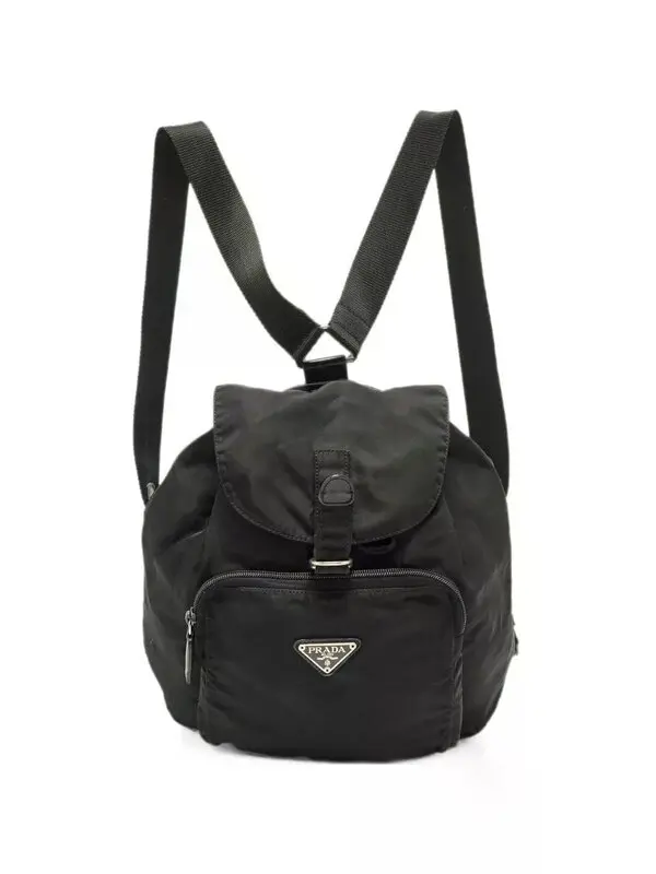 Prada Drawstring Triangle Logo Backpack