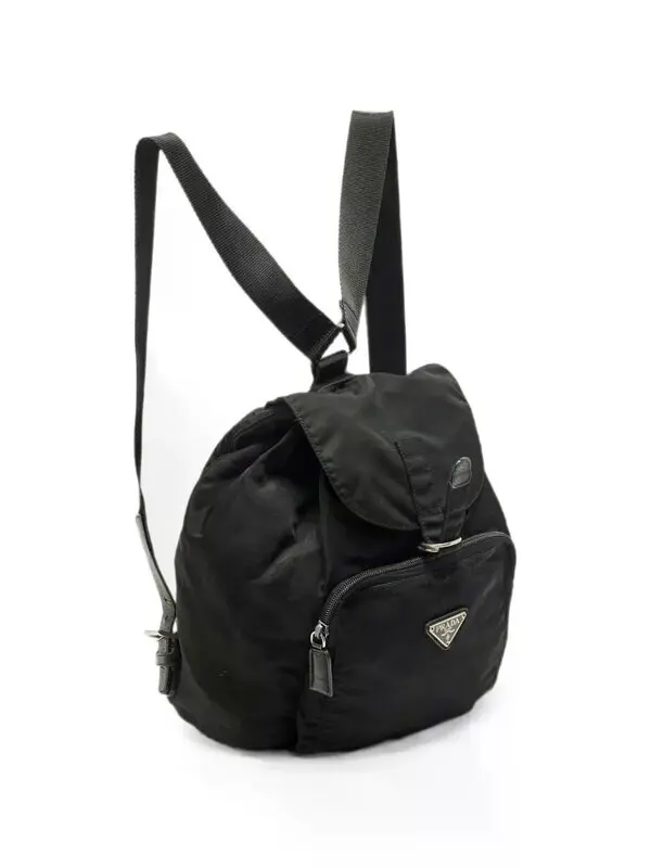 Prada Drawstring Triangle Logo Backpack