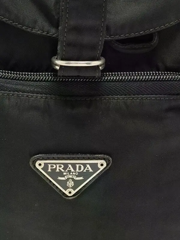 Prada Drawstring Triangle Logo Backpack