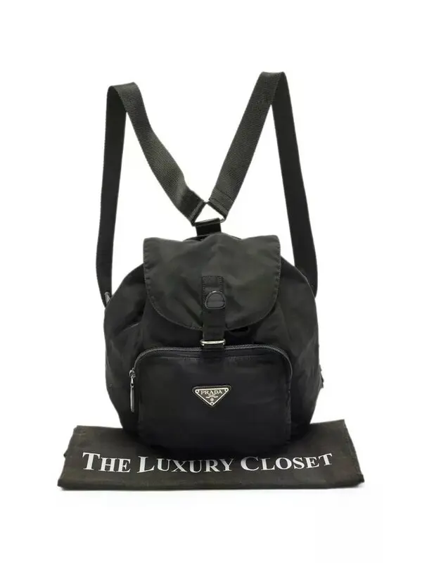 Prada Drawstring Triangle Logo Backpack