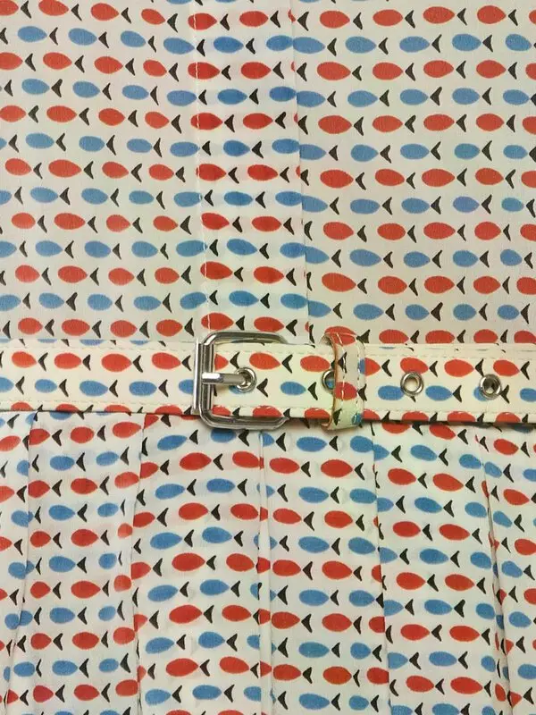Max Mara Fish-print Belted Midi Shirt Dress