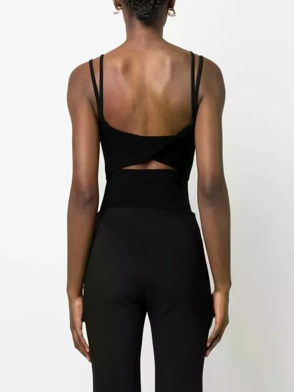 NISSA Cut-out Double-strap Knit Top - Black
