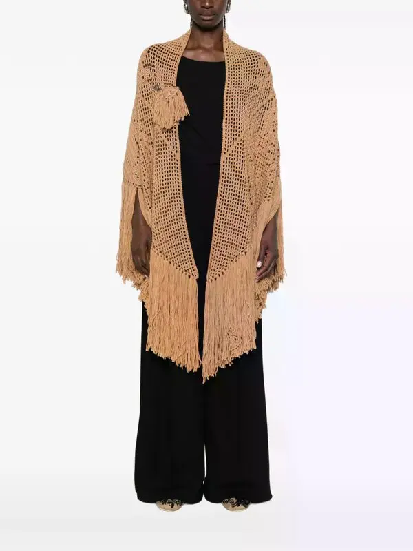 CHIARA IS Peonia Fringed-trim Crochet-knit Poncho
