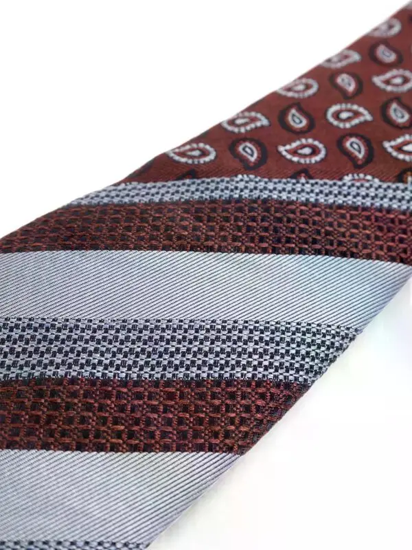 Etro Paisley-print Striped Tie - Brown