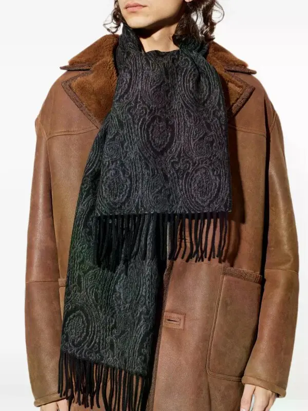 Etro Paisley-jacquard Fringed Scarf