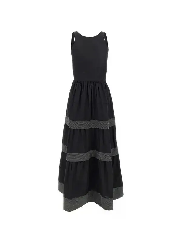 BOSS Tiered Striped-trim Dress - Black