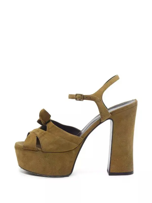 Saint Laurent Bow Detail Platform Sandals - Brown