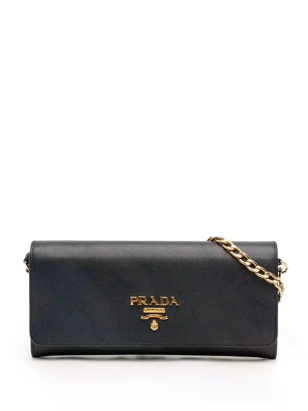 Prada Saffiano Lux Wallet On Chain Crossbody Bag - Blue