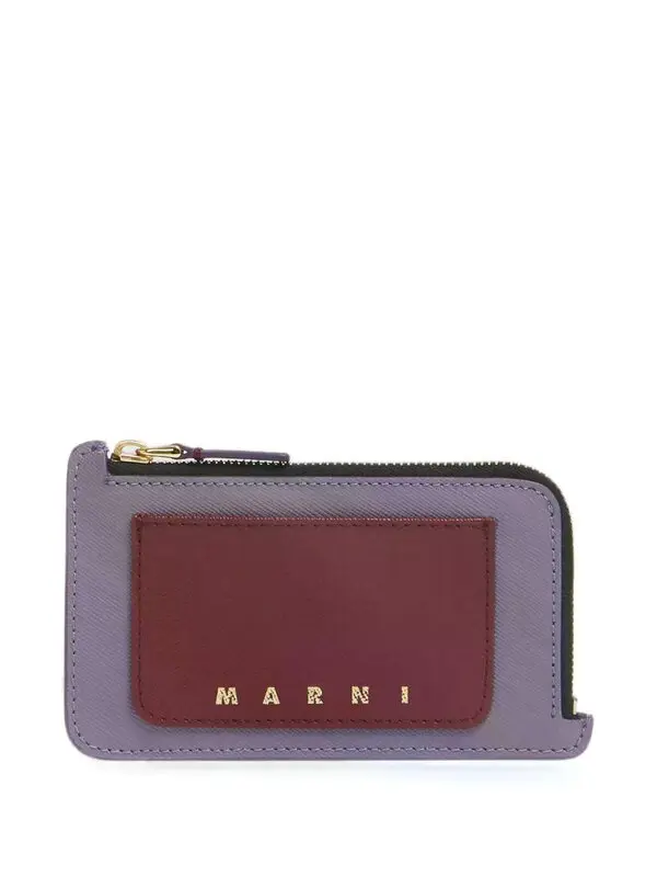 Marni Trunk Saffiano-leather Cardholder - Neutrals