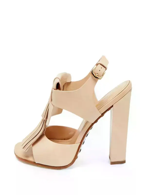 TOD'S Fringe Detail Slingback Sandals