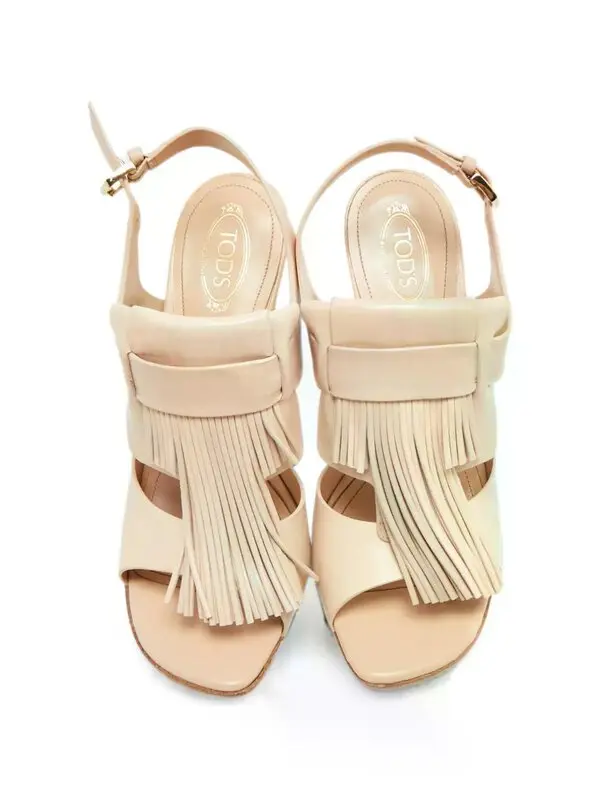 TOD'S Fringe Detail Slingback Sandals