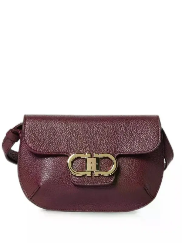 FERRAGAMO Mini Double Gancini Cross Body Bag - Red