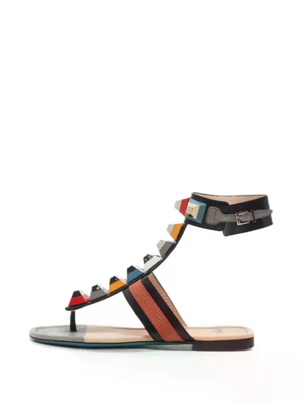 Fendi Stud-embellished Leather And Fabric Sandals
