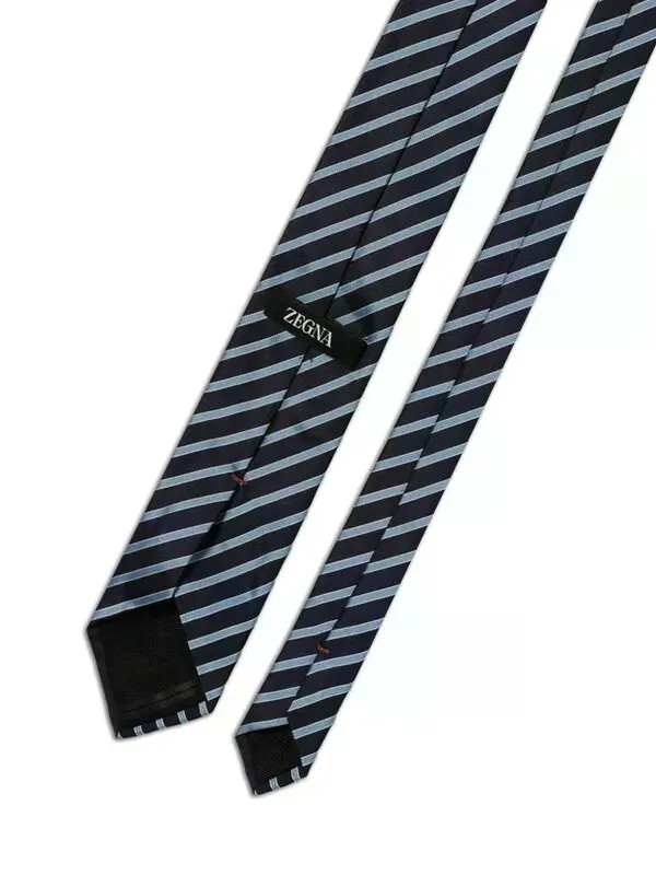 Zegna Striped Silk Tie - Blue