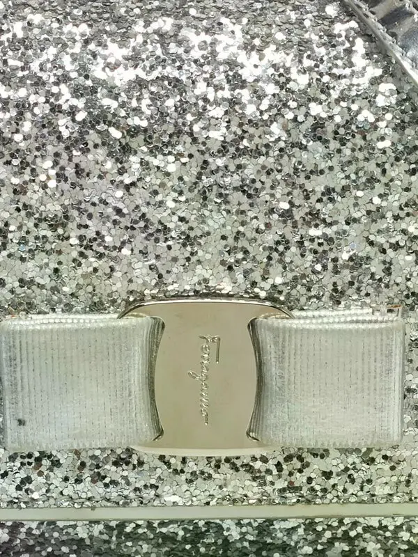 FERRAGAMO Vara Bow Glitter Top Handle Bag