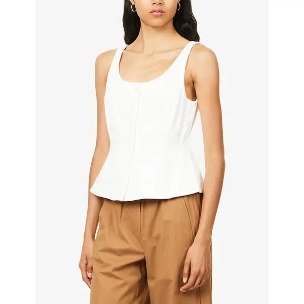Theory Scoop-neck Peplum Top - Ivory