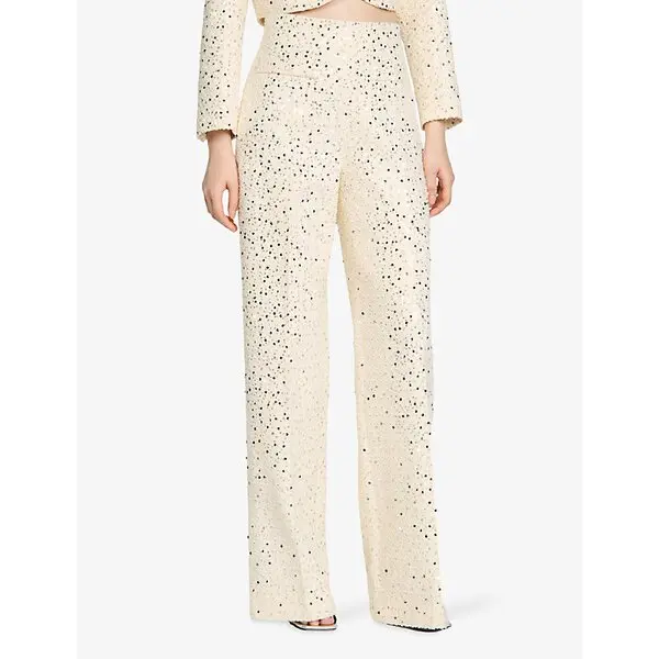Sandro Geometric Sequin Embellished Trousers