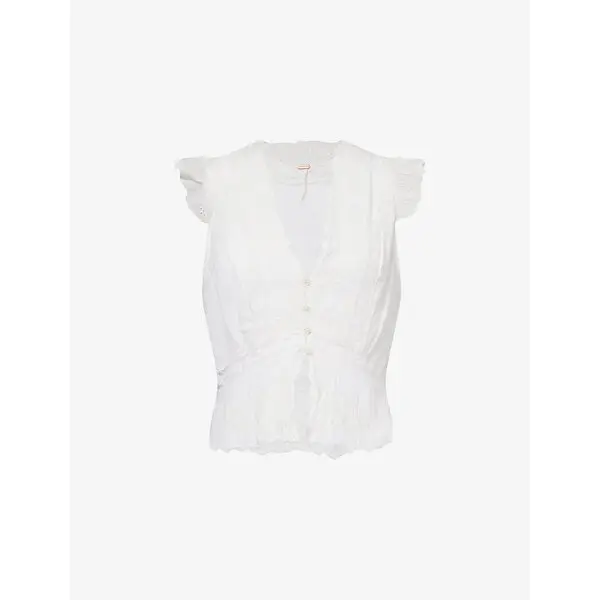 Free People Embroidered Cotton Top - Ivory