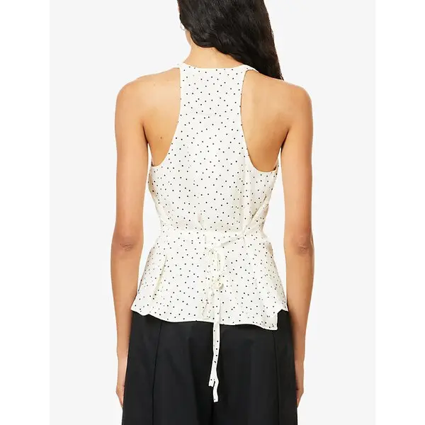 Theory Polka Dot Belted Woven Top