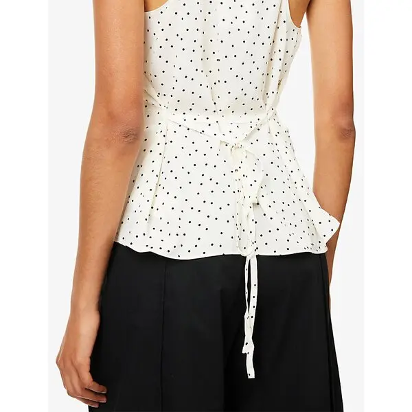 Theory Polka Dot Belted Woven Top