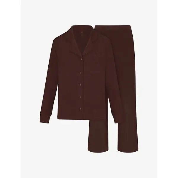 SKIMS Soft Lounge Long-sleeve Stretch-modal Pajama Set - Cocoa