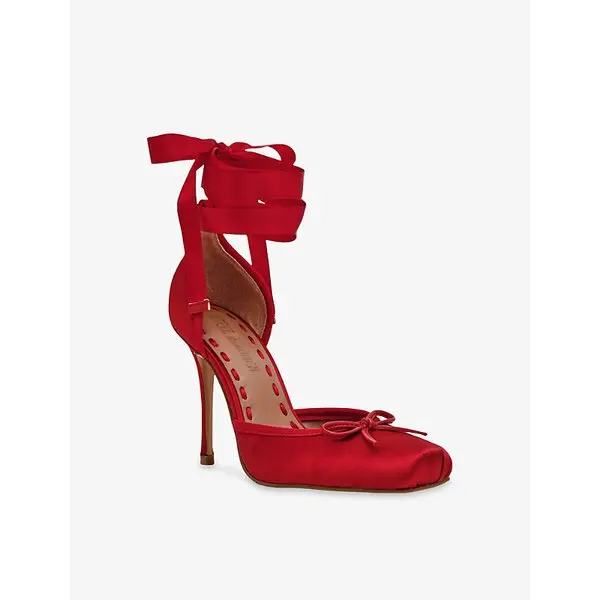 Steve Madden Larina Satin Heels With Bow Detailing - Red