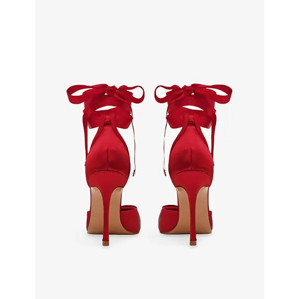 Steve Madden Larina Satin Heels With Bow Detailing - Red
