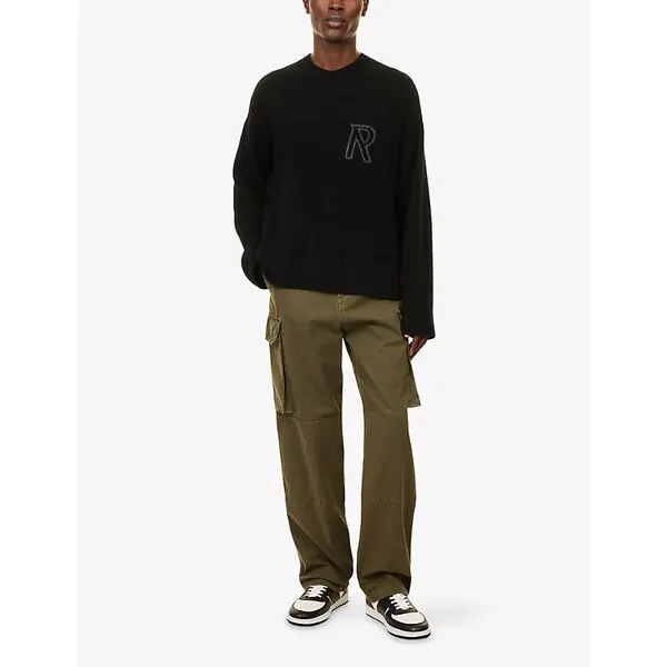 REPRESENT Intarsia-logo Brushed Knitted Jumper - Black