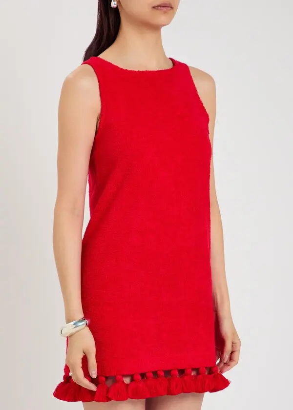Cap D'antibes Manon Tasseled-hem Terry Mini Dress