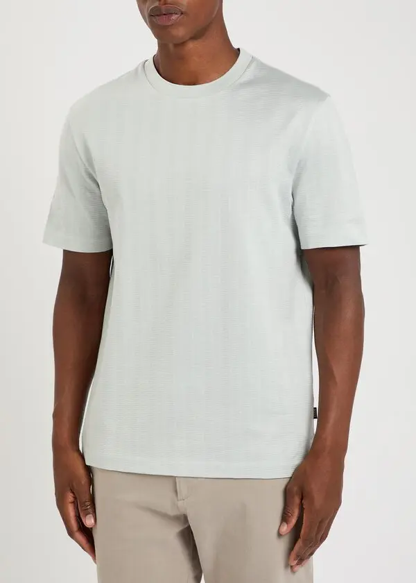 BOSS Textured-knit Cotton T-shirt