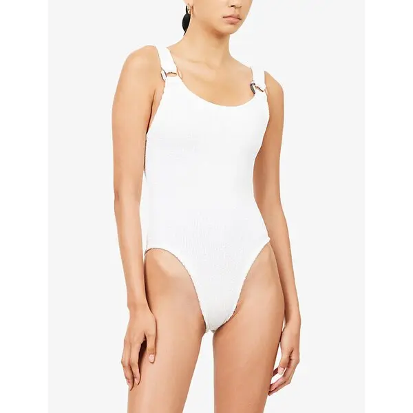 Hunza G Burberry X One-piece Swimsuit With Checked Hardware - White