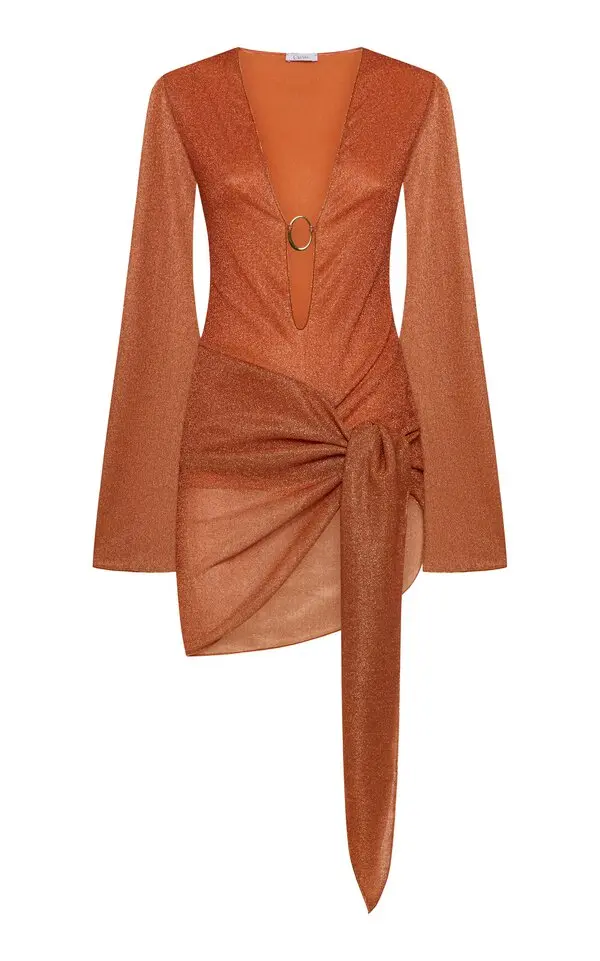 Oseree Lumière Metallic Mini Dress - Orange