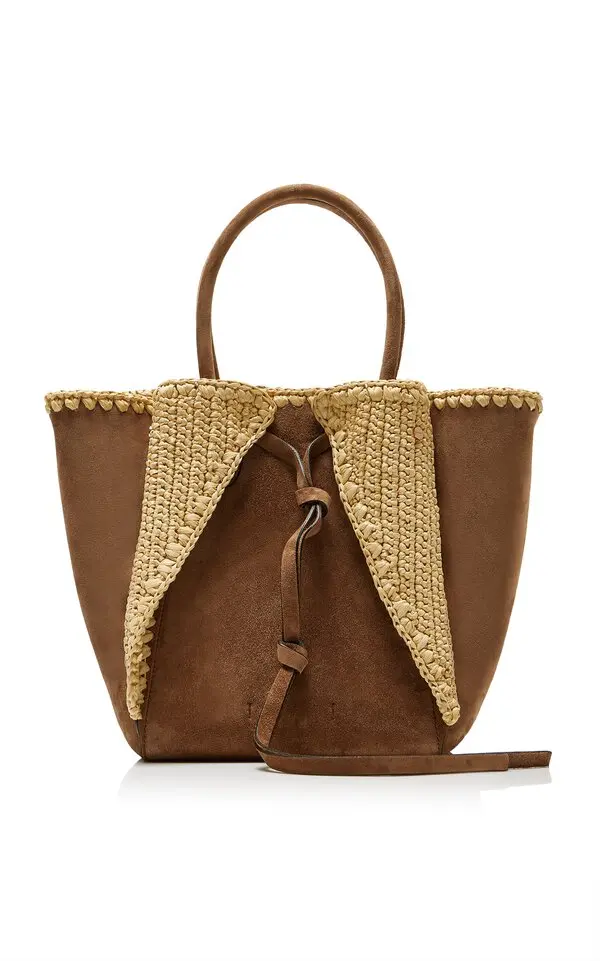 Gabriela Hearst Marija Small Suede And Raffia Tote Bag - Brown