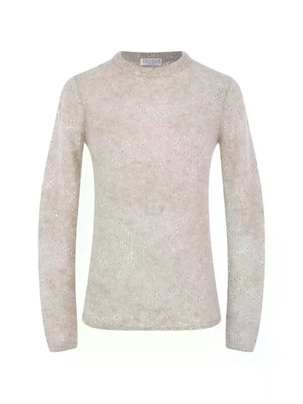 Brunello Cucinelli Sequin-embellished Knitted Sweater - Neutrals
