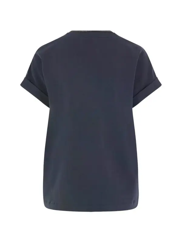 Brunello Cucinelli Rolled Cuff T-shirt With Monili Trim