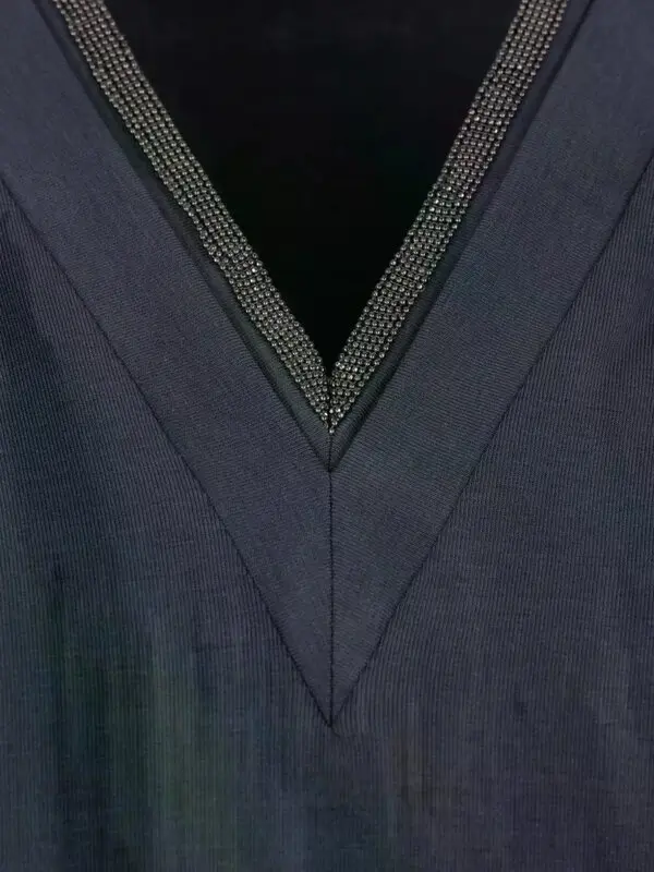 Brunello Cucinelli Rolled Cuff T-shirt With Monili Trim