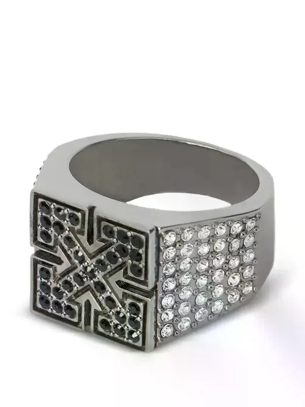 Off-White Embellished Arrow Ring