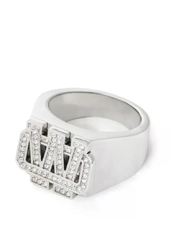 Off-White Embellished Arrow Signet Ring