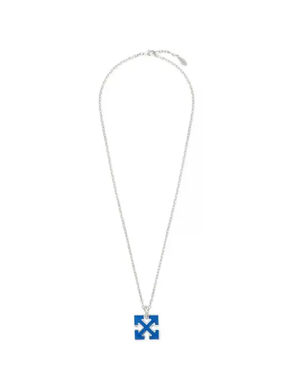 Off-White Enamel Arrow Necklace - Silver